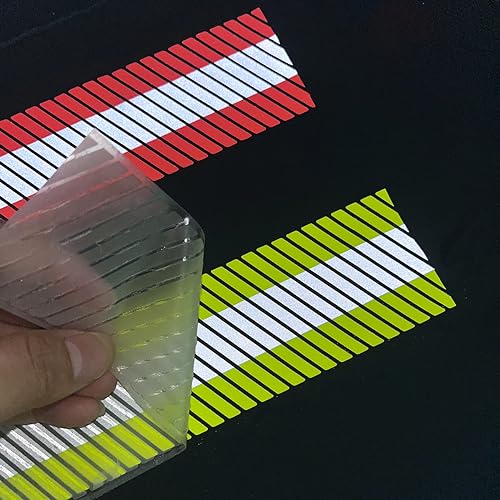 NOZUONO High Visibility Reflective Heat Transfer Vinyl Iron On Tape for Clothing 2in x 5yd (Fluorescent Yellow Striped)