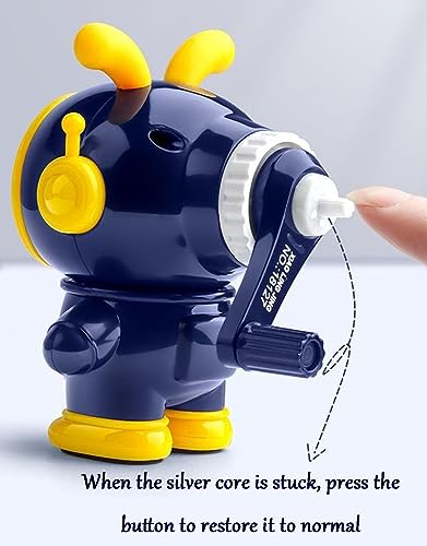 Pencil Sharpeners, 3 Gears Adjustable Colored Pencil Sharpener, Space Rabbit Shape High Capacity Shavings Tray, Manual Pencil Sharpener for Teachers, Artists, Engineers, Architects (Royal Blue)