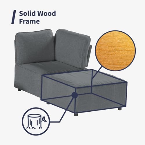 ZAFLY Modular Sectional Sofa Couch, U/L Shaped Couch with Oversized Seats, Ottoman, Convertible Modern Linen Fabric Reversible Chaise, Sofa Sleeper for Living Room, Apartment 120.4" W (Deep Gray)