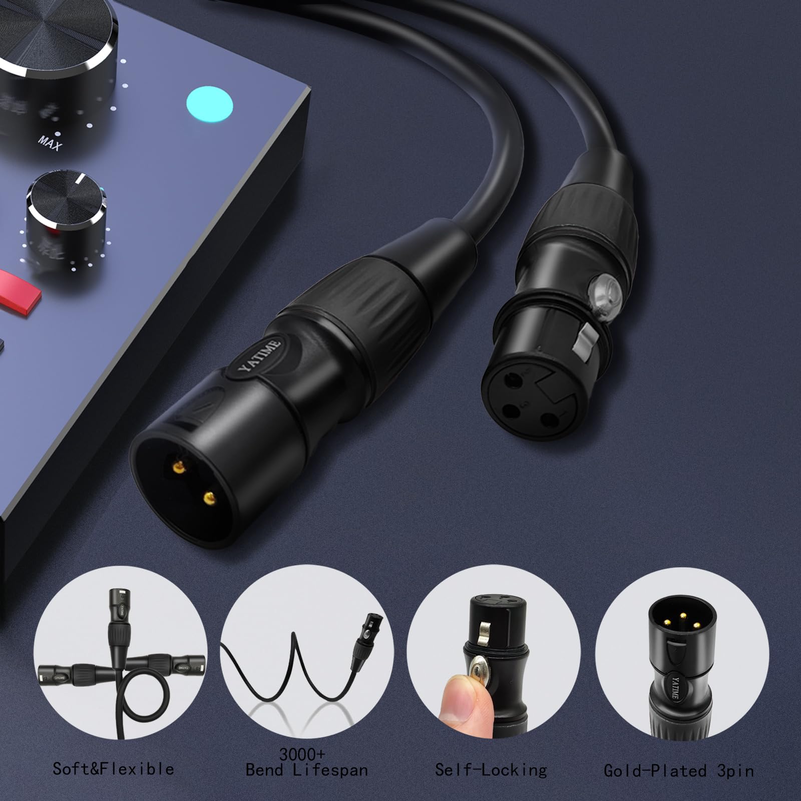 Yatime 100ft XLR Microphone Cable - Oxygen-Free Copper (OFC) Male to Female Balanced XLR Mic Cable