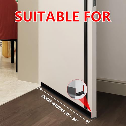 Door Draft Stopper, 36” Cuttable Weather Stripping Door Seal, Strong Adhesive Door Sweep for Exterior and Interior Doors. (1, Black)