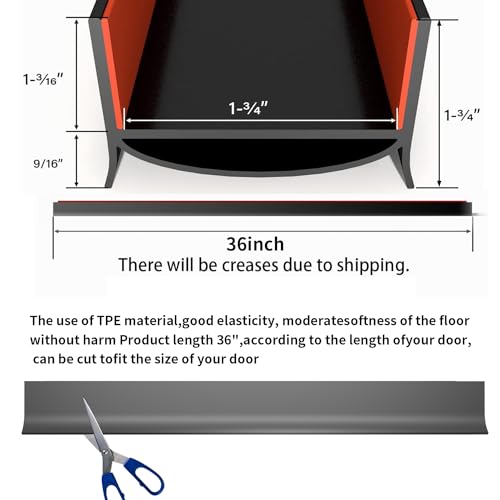 Door Draft Stopper, 36” Cuttable Weather Stripping Door Seal, Strong Adhesive Door Sweep for Exterior and Interior Doors. (1, Black)