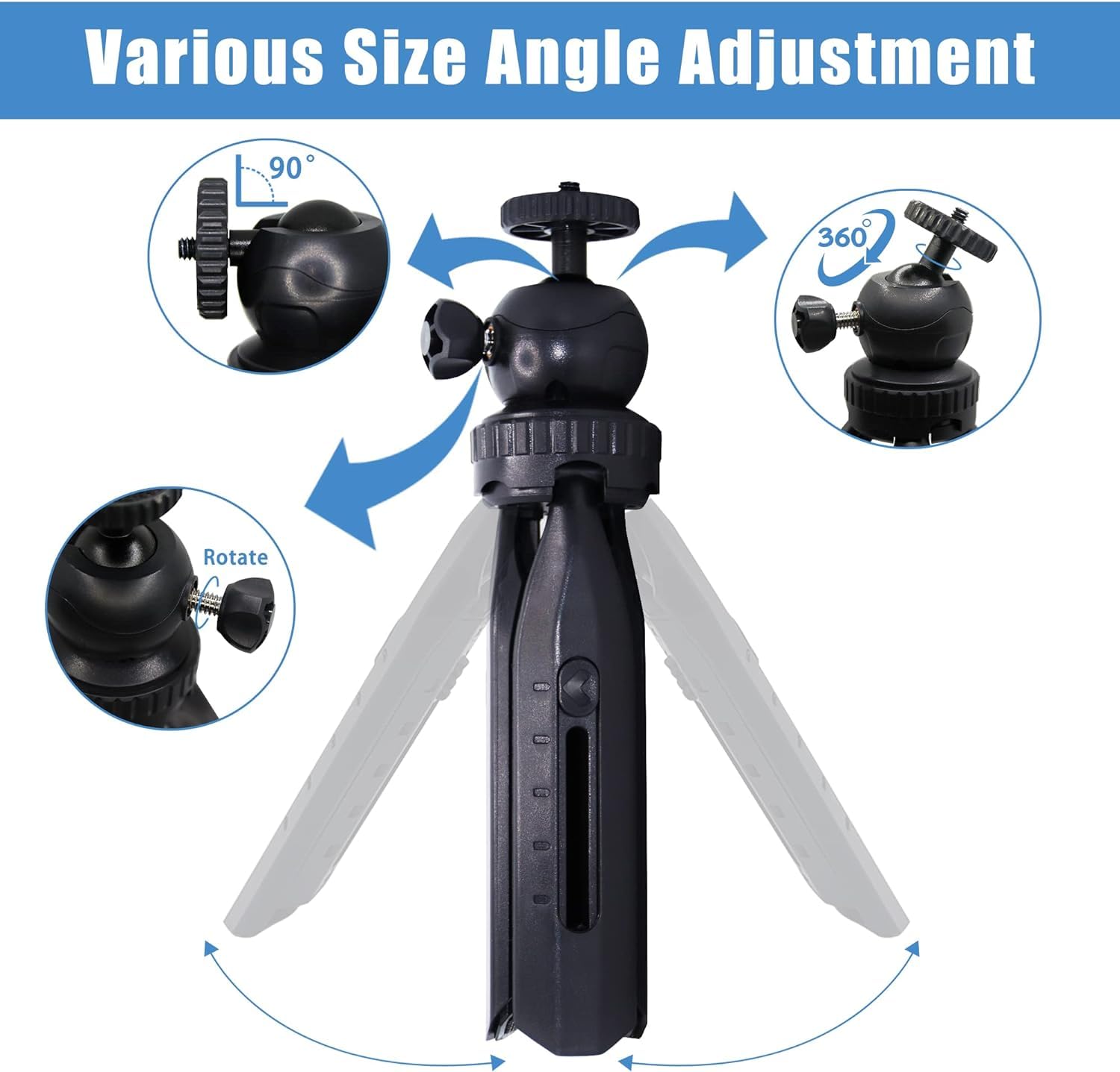 2-Be-Best Mini Projector Stand, Mini Projector Tripod Mount Compatible with DR.J, DBPOWER, Anker, PVO, Artlii, LoongSon, AuKing, ClokoWe, VOPLLS and Most Mini Projectors (Black, Upgraded)