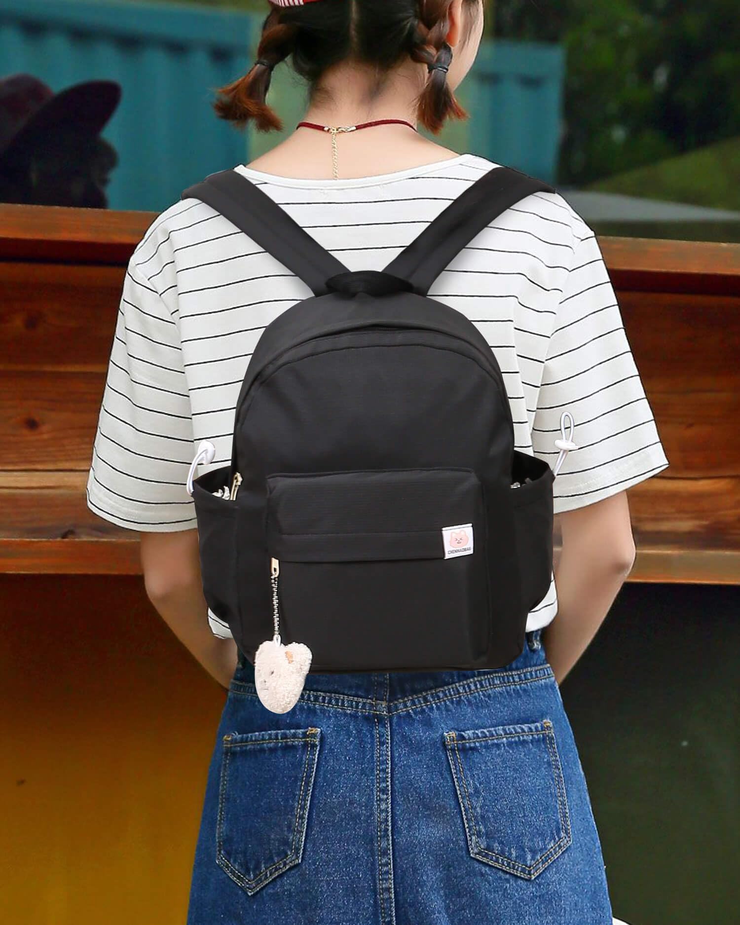 Phaoullzon Girls Mini Backpack Purse for Teens Small Aesthetic Backpacks with Bear Pendant