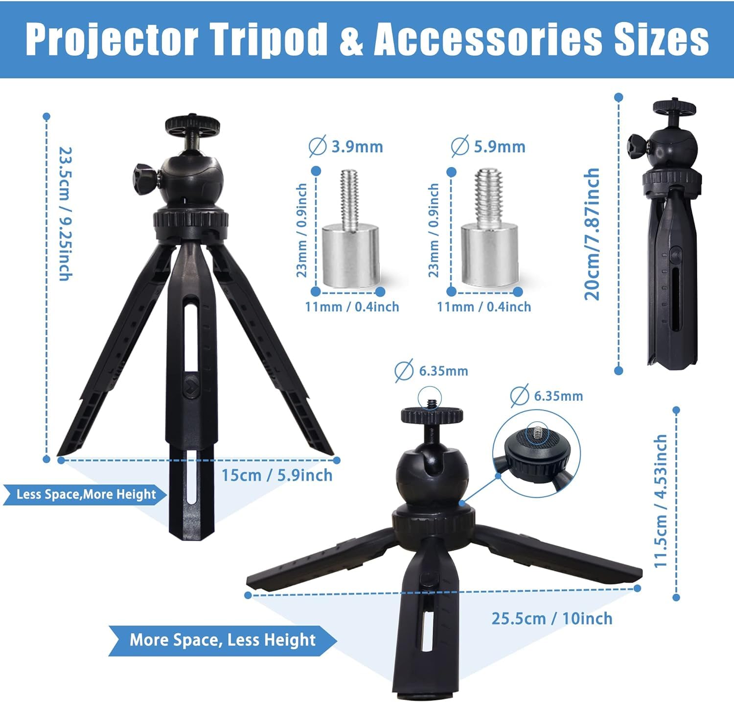 2-Be-Best Mini Projector Stand, Mini Projector Tripod Mount Compatible with DR.J, DBPOWER, Anker, PVO, Artlii, LoongSon, AuKing, ClokoWe, VOPLLS and Most Mini Projectors (Black, Upgraded)
