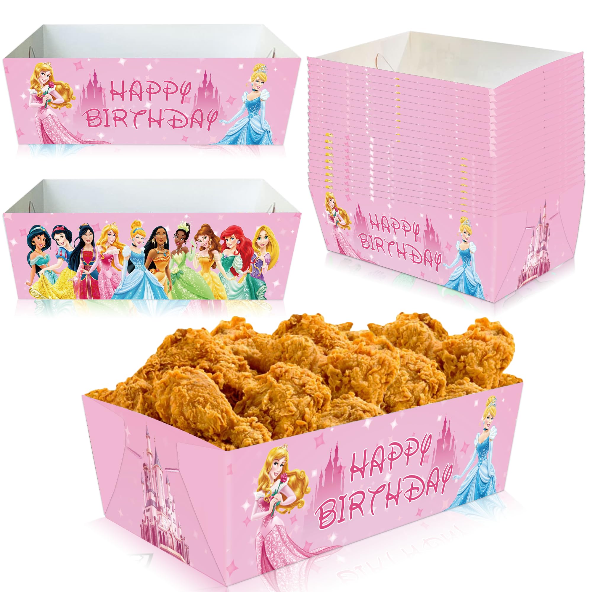 30Pcs Princess Party Decorations Food T ray, Princess Birthday Party Decorations Princess Food Tray Princess Theme Party Favors Paper Food Serving T ray