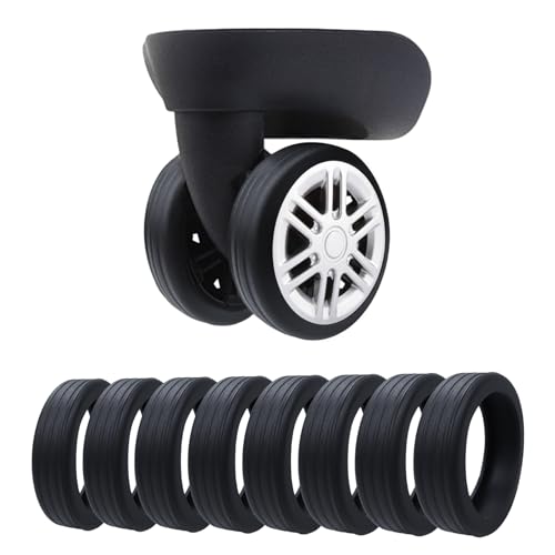 LEWSHQI 8pc Luggage Wheel Covers-Carry on Luggage Suitcase Wheels Protector/Luggage Caster Cover for Most 8-Spinner Wheels Luggage Sets,Silicone Case for Suitcases Wheel/Luggage Accessories/Black