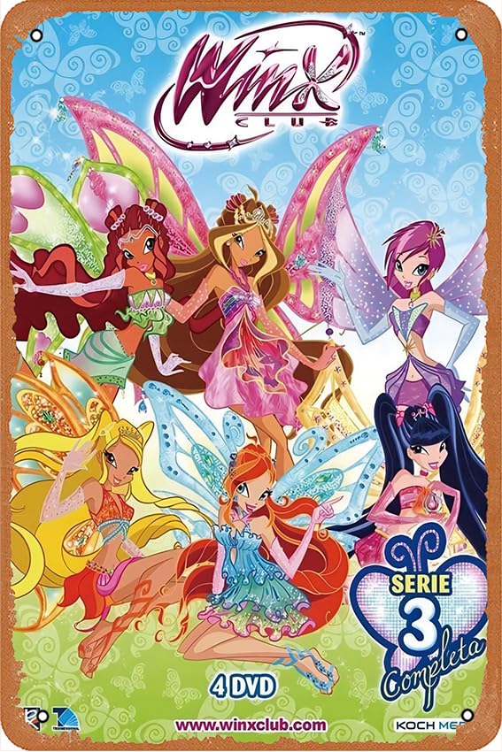 Winx Club Movie Poster Wall Art Retro Metal Tin Sign, 8x12 Inches, Perfect for Cave, Bar, Club