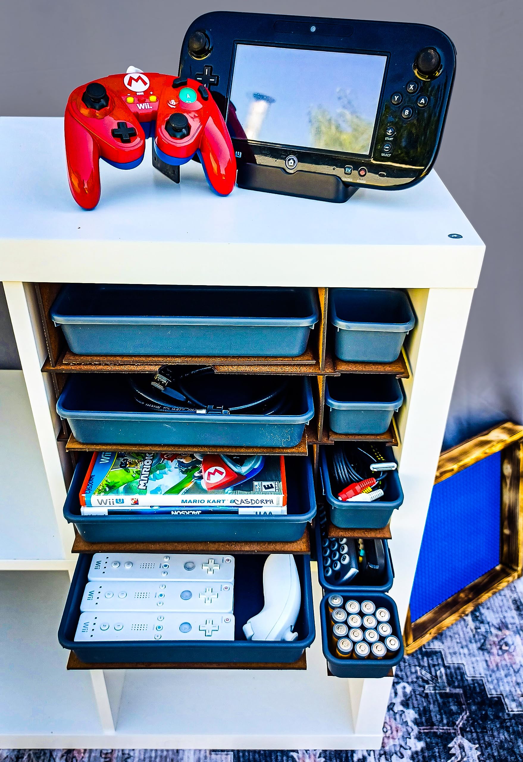 8-Section Insert with Slide-Out Bins, Compatible with IKEA KALLAX Shelf Unit