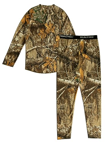 Realtree Unisex Kid's Performance Thermal Underwear Long Johns Base Layer Set, Edge, 8