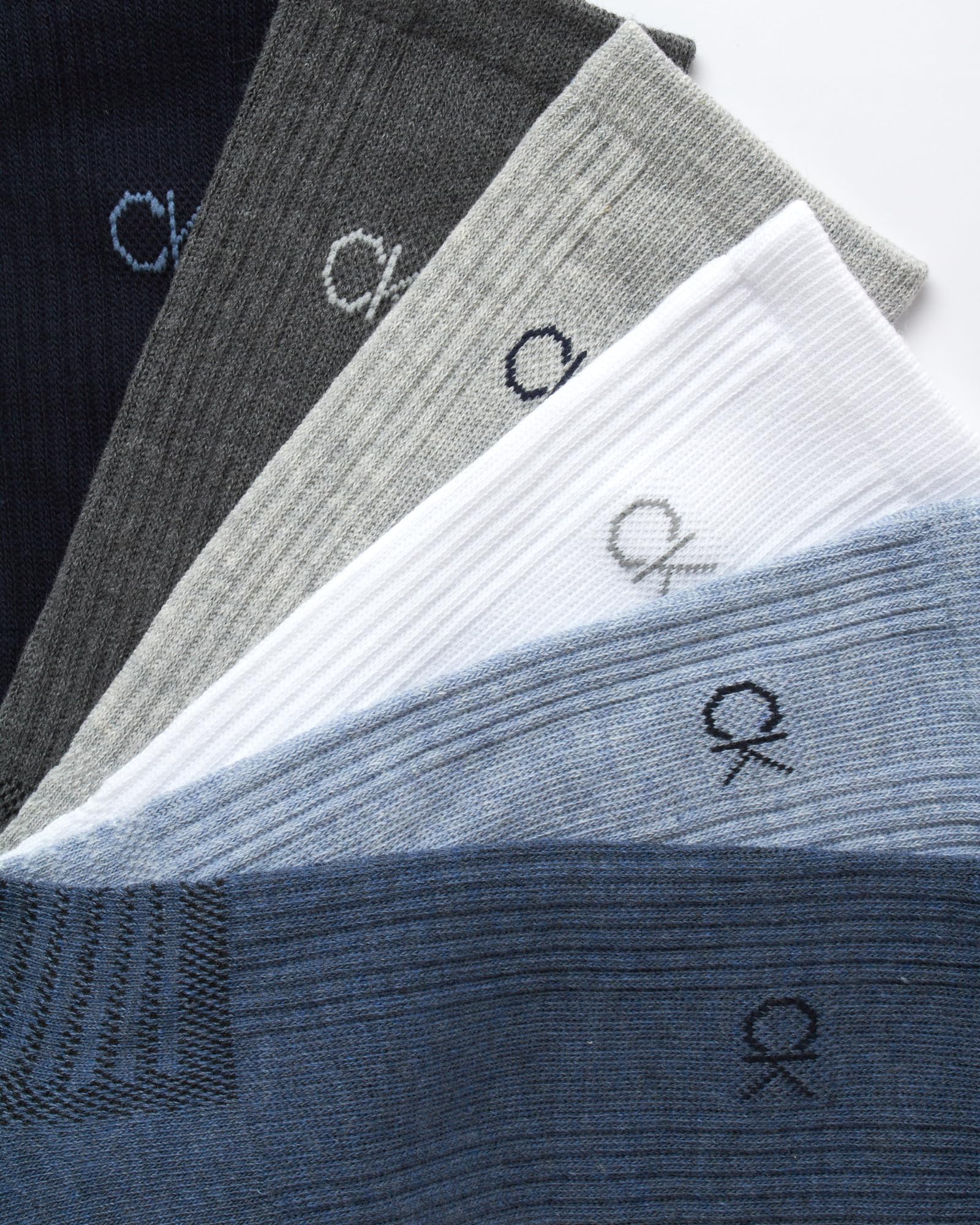 Calvin Klein Men's Dress Crew Socks - 6 Pack Soft Cushioned Non-Binding Cotton Work Dress Socks for Men (Sizes: 7-12), Size 7-12, Blue Assorted