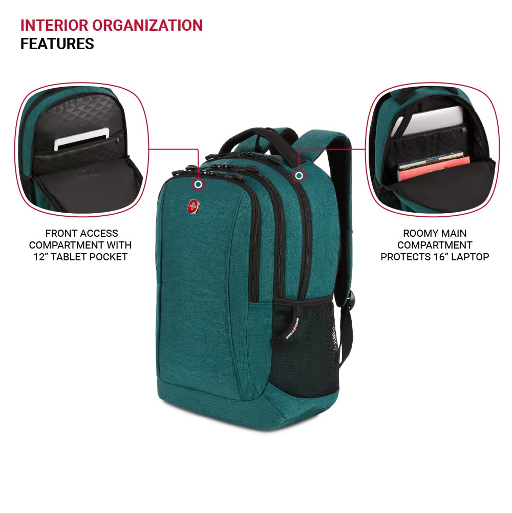 SwissGear 5668 Laptop Backpack, Green Heather, 18.25 Inches