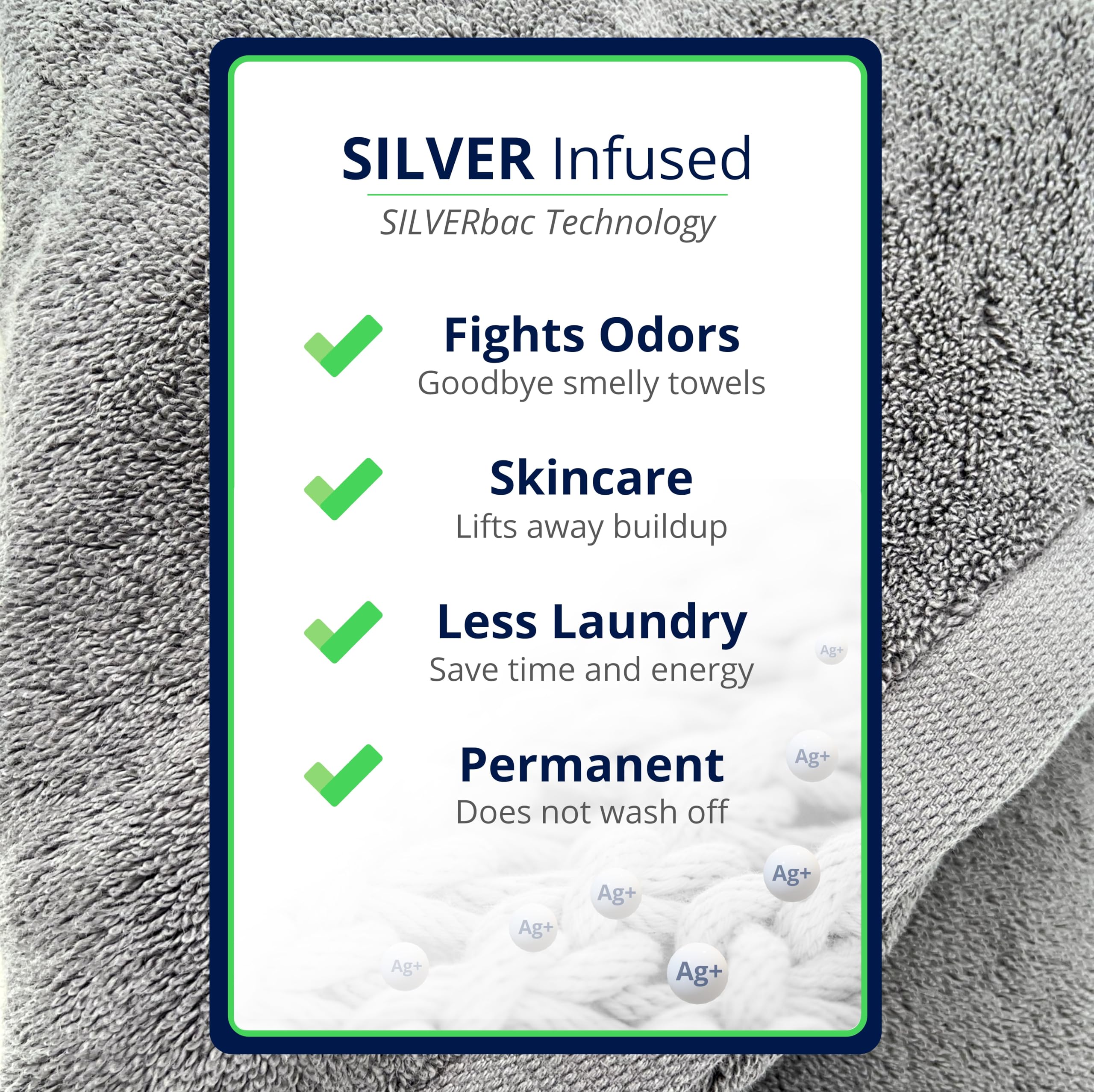 Lincoln & Palm 3 Piece Turkish Towels Set, Thick, Soft, Plush 700 GSM Spa & Hotel Quality, Silver Infused SILVERbac | Bath 58x30, Hand 30x16, Face Wash Cloth 13x13 (3 Piece Towel Set, Charcoal)