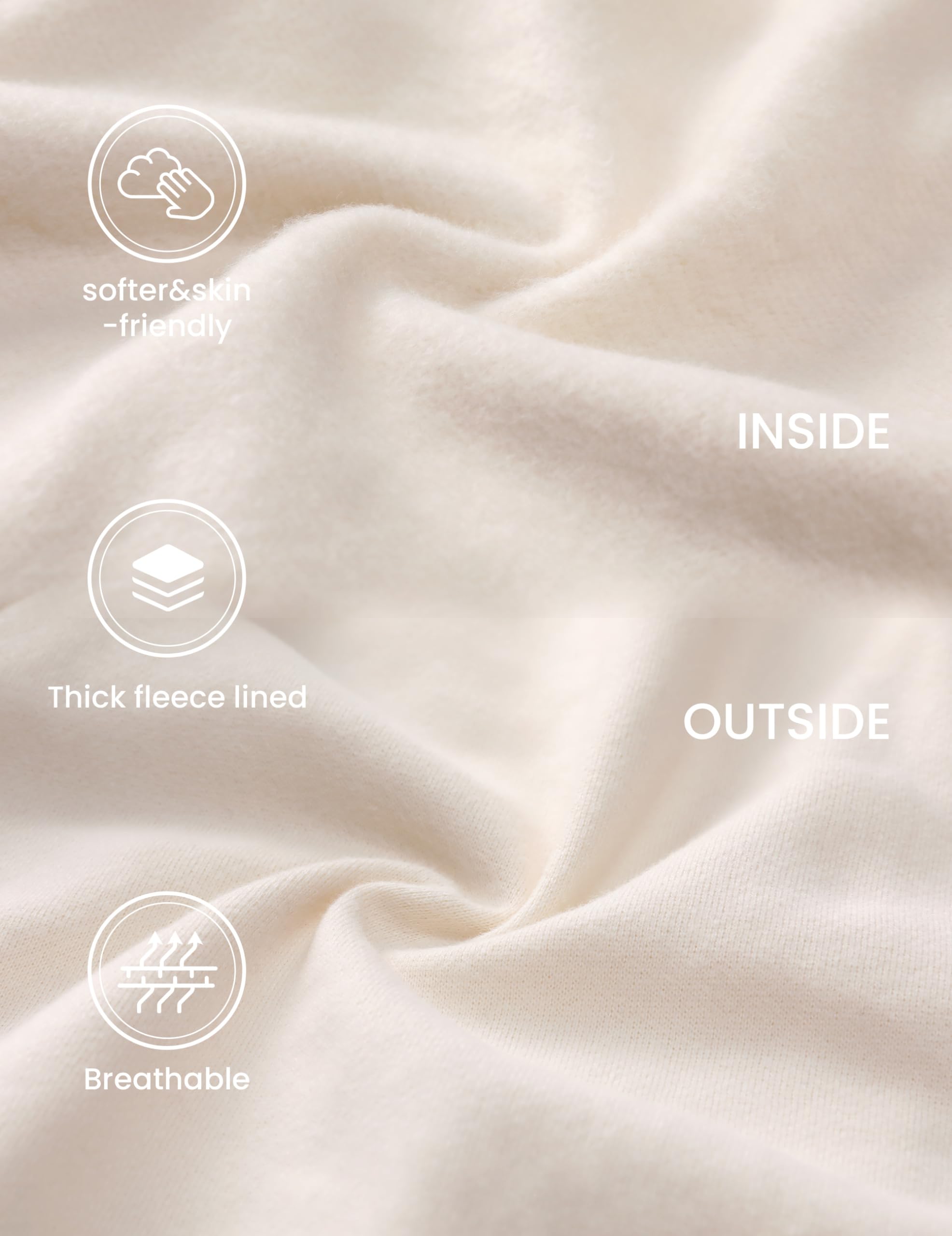 CRZ YOGA Womens Fleece Lined Half Zip Hoodies Pullover Oversized Long Sleeve Casual Workout Sweatshirts with Thumb Holes White Apricot Medium