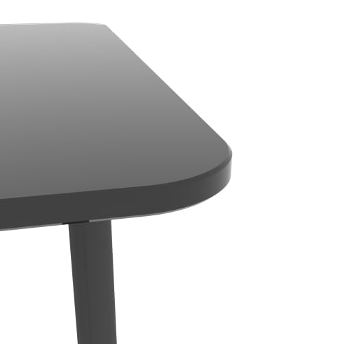 YISH W24181016 Console Modern Minimalist Porch Black Leg, Double Tempered Tea Rectangular, Glass Sofa Table for Entryway Living Room Bedroom Metal Frame