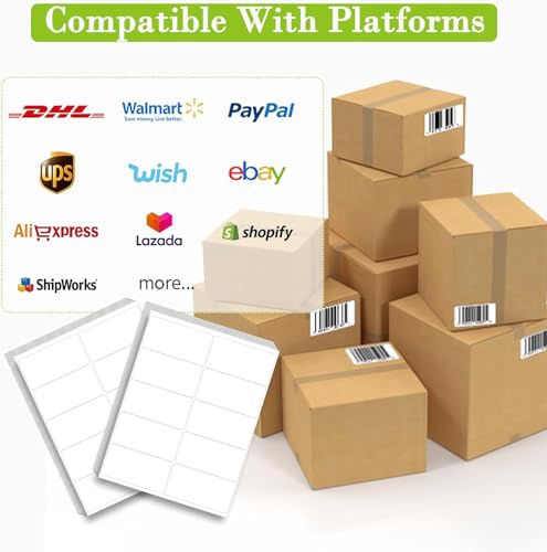 1000Pcs Return Address Labels, Razuvo 2" x 4" Printable Shipping Labels Standard Mailing Labels for Laser & Inkjet Printers, Strong Adhesive Sticker Labels (100 Sheets - Easy to Peel)