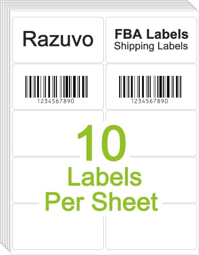 1000Pcs Return Address Labels, Razuvo 2" x 4" Printable Shipping Labels Standard Mailing Labels for Laser & Inkjet Printers, Strong Adhesive Sticker Labels (100 Sheets - Easy to Peel）
