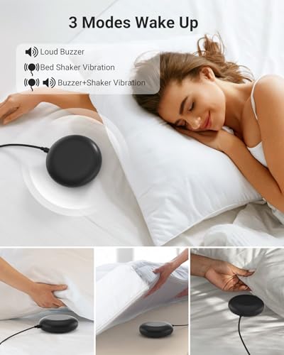 Vibrating Alarm Clock with Bed Shaker : 10 Dynamic Display RGB Clock, 8 Night Light, Brightness Dimmable Loud Alarm Clock for Heavy Sleepers Adults/Kids/Teens