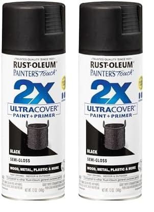 Rust-Oleum 249061 Painter's Touch 2X Ultra Cover Spray Paint, 12 oz, Semi-Gloss Black (Pack of 2)