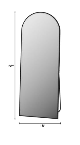 GLSLAND-58x18 inch Arched Full Length Mirror-Aluminum Alloy Frame High Definition-Full Body Mirror for Bedroom or Living Room