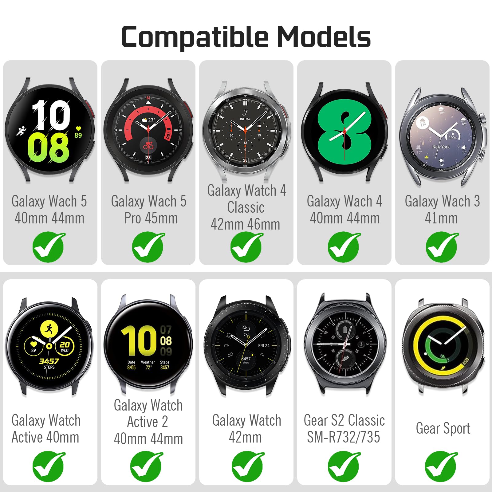 Fintie Band Compatible with Samsung Galaxy Watch 6 Classic 43mm 47mm/5 Pro 45mm/6 & 5 & 4 40mm 44mm/4 Classic 42mm 46mm, 20mm Nylon Sports Replacement Strap, Black