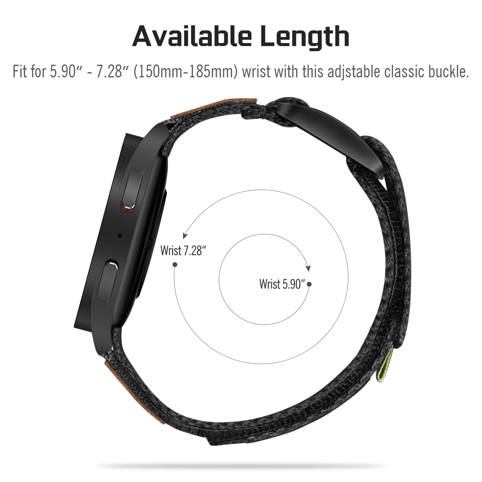 Fintie Band Compatible with Samsung Galaxy Watch 6 Classic 43mm 47mm/5 Pro 45mm/6 & 5 & 4 40mm 44mm/4 Classic 42mm 46mm, 20mm Nylon Sports Replacement Strap, Black