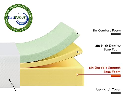 Full Size Mattress, 5/6/8/10/12 Inch Green Tea Cooling Mattress Full Mattress for Pressure Relief, Certipur-Us Certified Memory Foam Mattress, Fiberglass Free Full Mattress in a Box, (Full, 12 Inch)