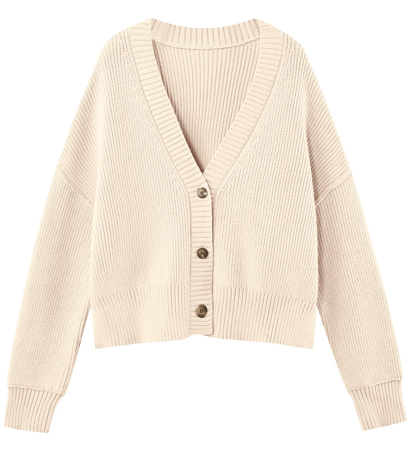 LILLUSORY Women's Cropped Cardigan Oversized Button Sweaters 2025 Fall Trendy Knit Dressy Fashion Outfits Apricot S
