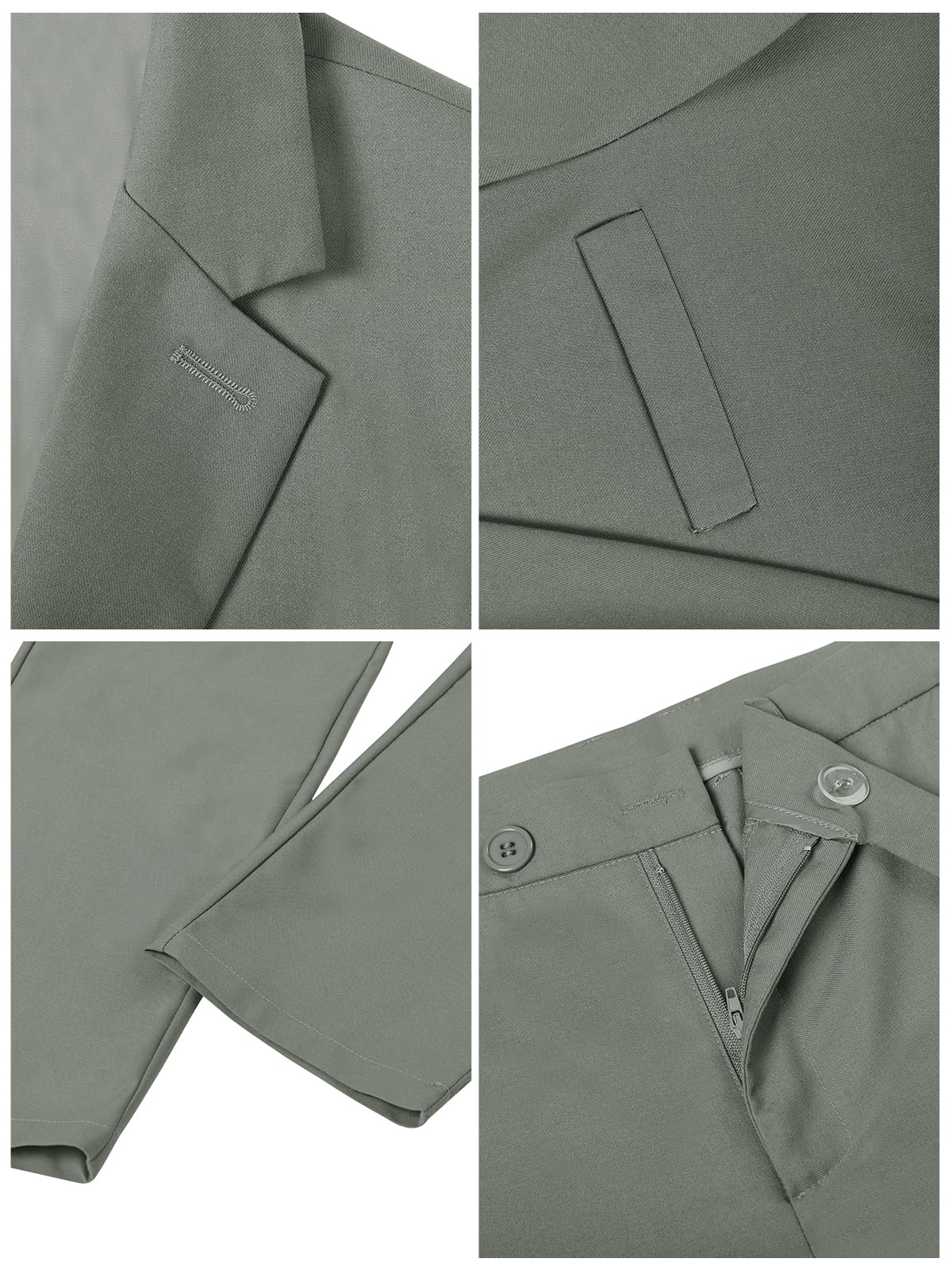 Ryannology Mens 2 Piece Suits Notch Lapel Dress Suits 2 Button Slim Fit Tuxedo Jacket Blazer Pants for Business Wedding Prom Grey