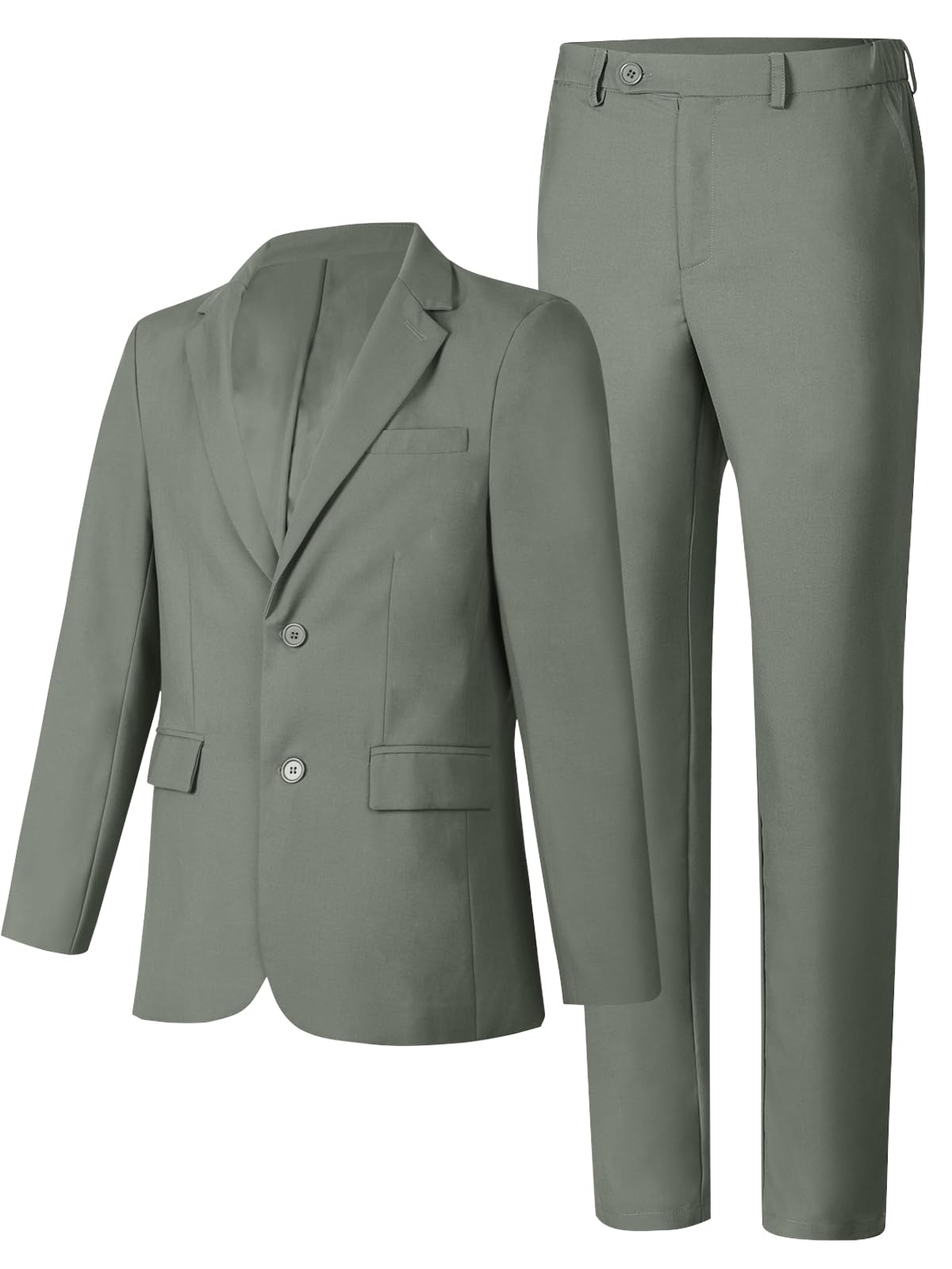 Ryannology Mens 2 Piece Suits Notch Lapel Dress Suits 2 Button Slim Fit Tuxedo Jacket Blazer Pants for Business Wedding Prom Grey