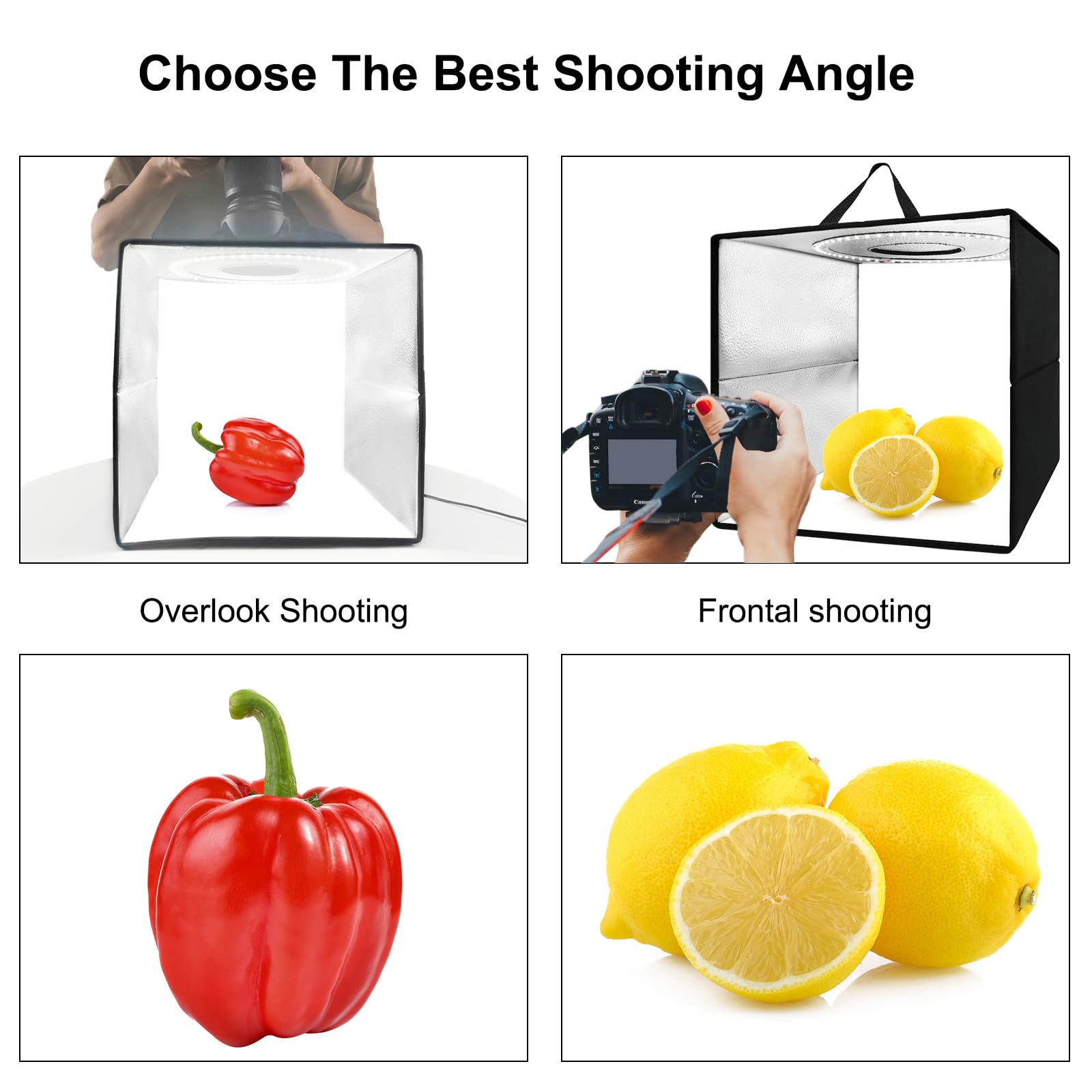 Light Box Photography, Photo Studio Light Box 12''x12'' Professional Shooting Tent Kit with 120 LED Lights & 6 Color Backdrops &1 Diffuser Cloth - Dimmable Lightbox for Product Photography