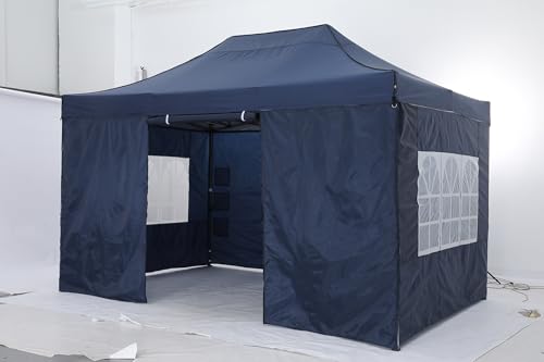 COBIZI 10x15 Pop Up Canopy with 4 Sidewall(Dark Blue)