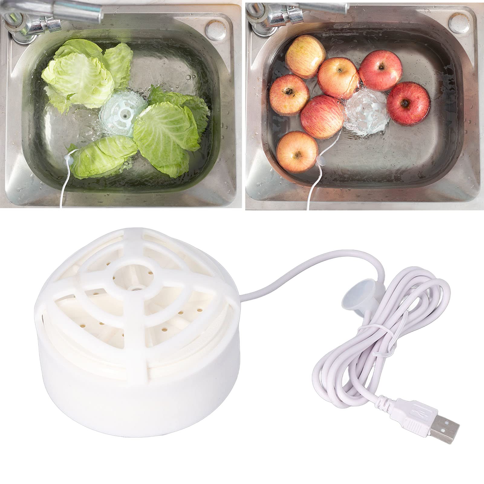 Gavigain Mini Dishwasher, Portable Dishwasher, Small Installation Gratis Dishwasher for Washing Fruit Vegetables Tableware, 5V 2A USB Powered White Portable Fruit Dishwasher, 30min Automatic