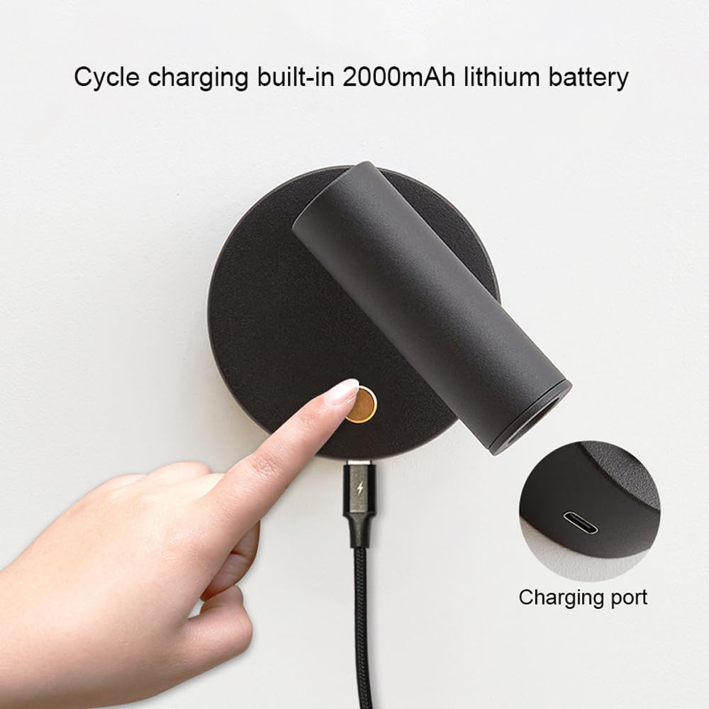 Battery Operated Wall Light Magnetic Spotlight 90°/350° Adjustable Led Wall Sconce Touch Control Usb Charging Wall Mounted Lamp Cordless Wall Lamp Portable Stair Lights Indoor for Reading Lamps