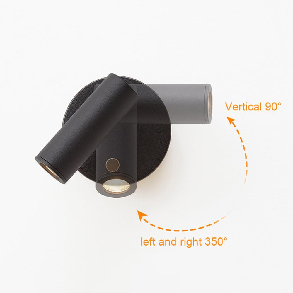 Battery Operated Wall Light Magnetic Spotlight 90°/350° Adjustable Led Wall Sconce Touch Control Usb Charging Wall Mounted Lamp Cordless Wall Lamp Portable Stair Lights Indoor for Reading Lamps