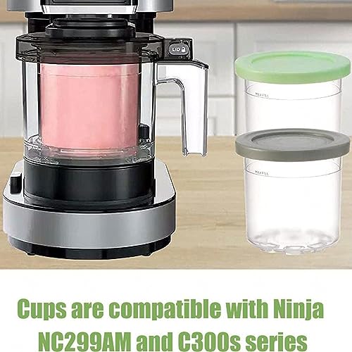 EVANEM 2/4/6PCS Creami Pint Containers, for Ninja Pints with Lids,16 OZ Pint Frozen Dessert Containers Bpa-Free,Dishwasher Safe Compatible with NC299AMZ,NC300s Series Ice Cream Makers,Gray+Blue-6PCS