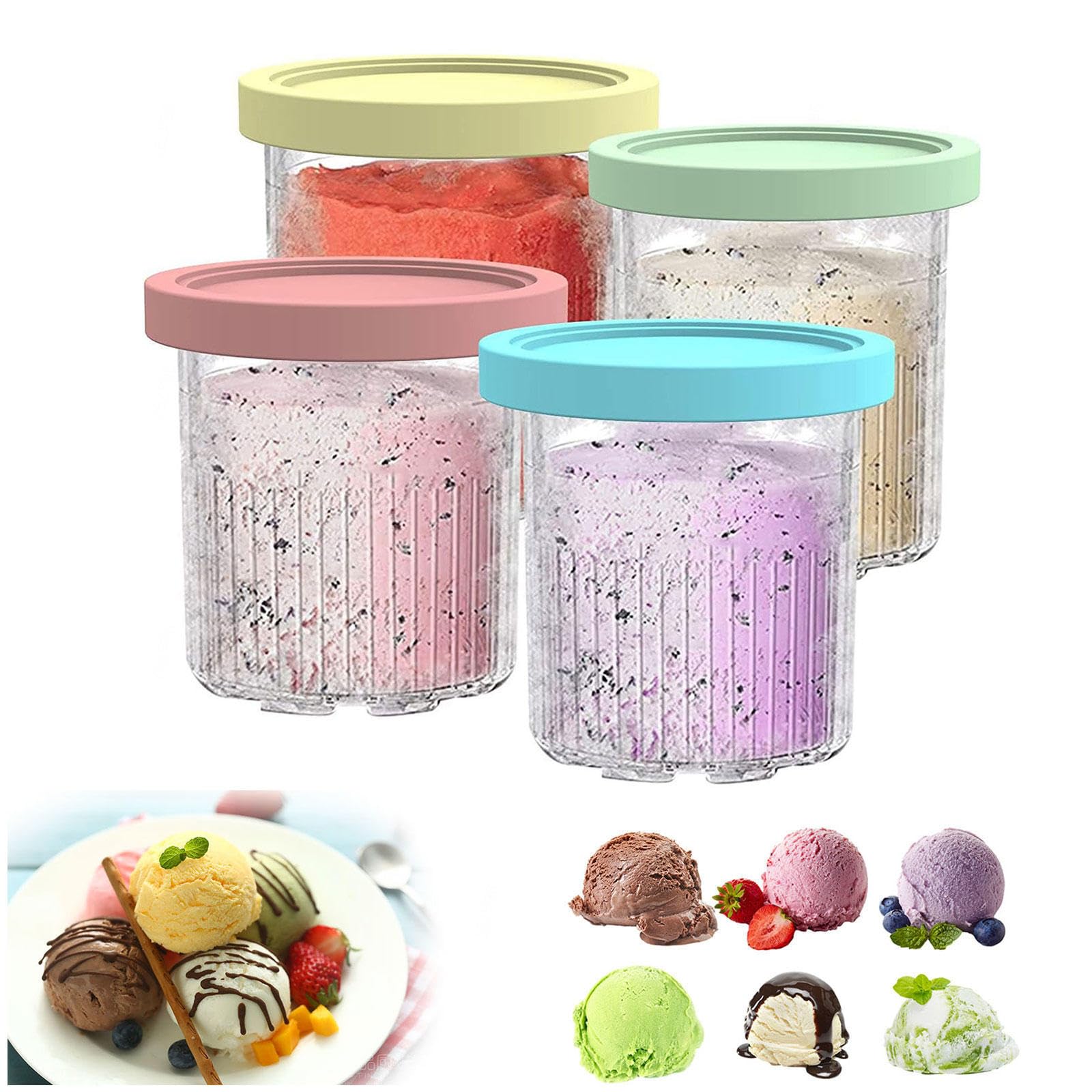 EVANEM Creami Deluxe Pints, for Ninja Creami Pints and Lids,24 OZ Creami Pint Safe and Leak Proof Compatible NC501 Series Ice Cream Maker