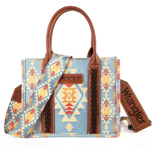 Wrangler Purse for Women Boho Aztec Tote Bag Hobo Shoulder Top Handle Handbags with Wide Guitar Strap Fall Collection XY6 WG2202-8120SBR
