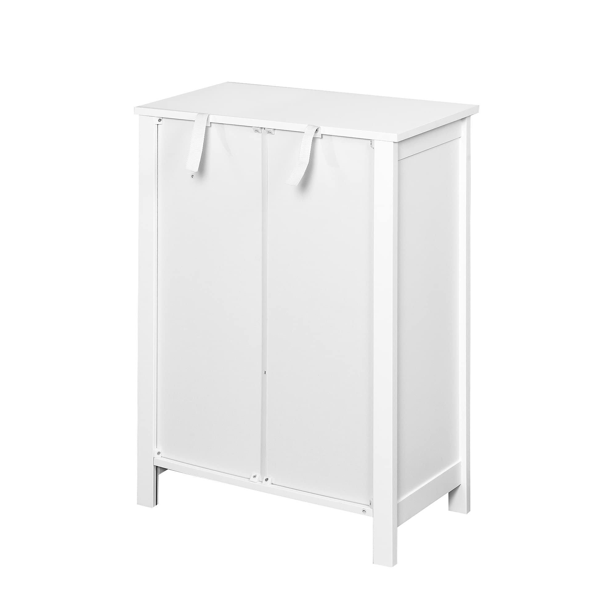 Goohome Bathroom Storage Floor Cabinet, Modern Freestanding Organizer Cabinet with Adjustable Shelves & Double Doors, Kitchen Cupboard, 3-Tier Home Furniture Storage Organizer Cabinet