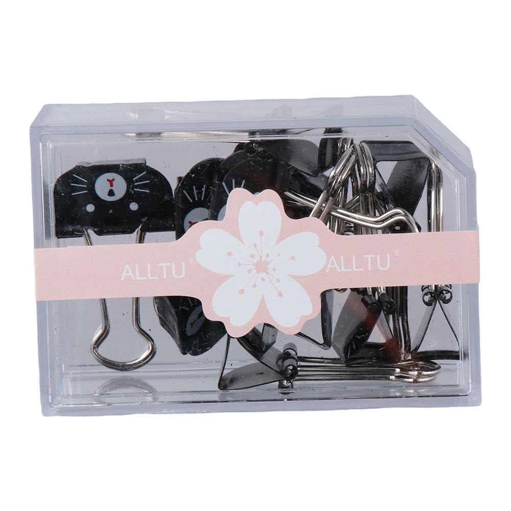 dohobby Cat Metal Binder Clips, Black Medium Paper Clamps Binder Clips, Book Clip Set, for Home Desk Organizers Office Supplies, 12Pcs