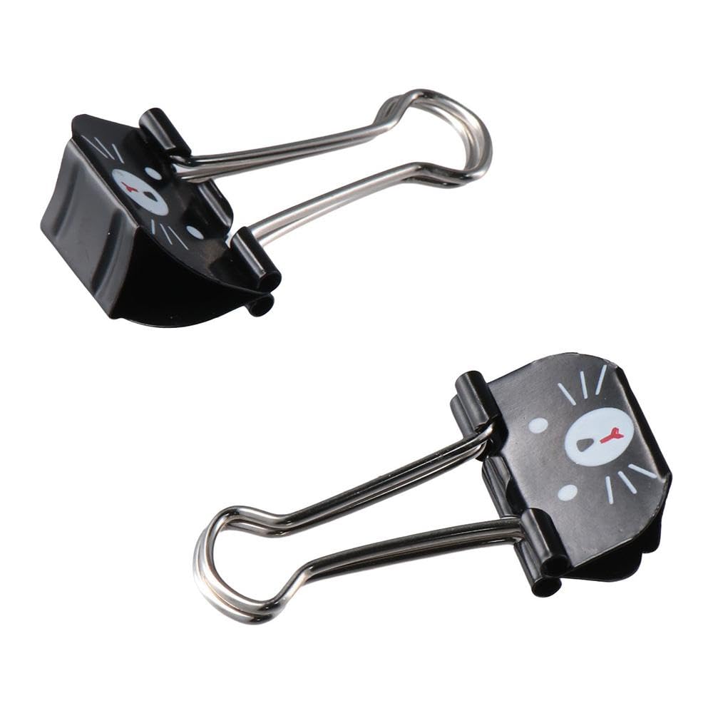 dohobby Cat Metal Binder Clips, Black Medium Paper Clamps Binder Clips, Book Clip Set, for Home Desk Organizers Office Supplies, 12Pcs
