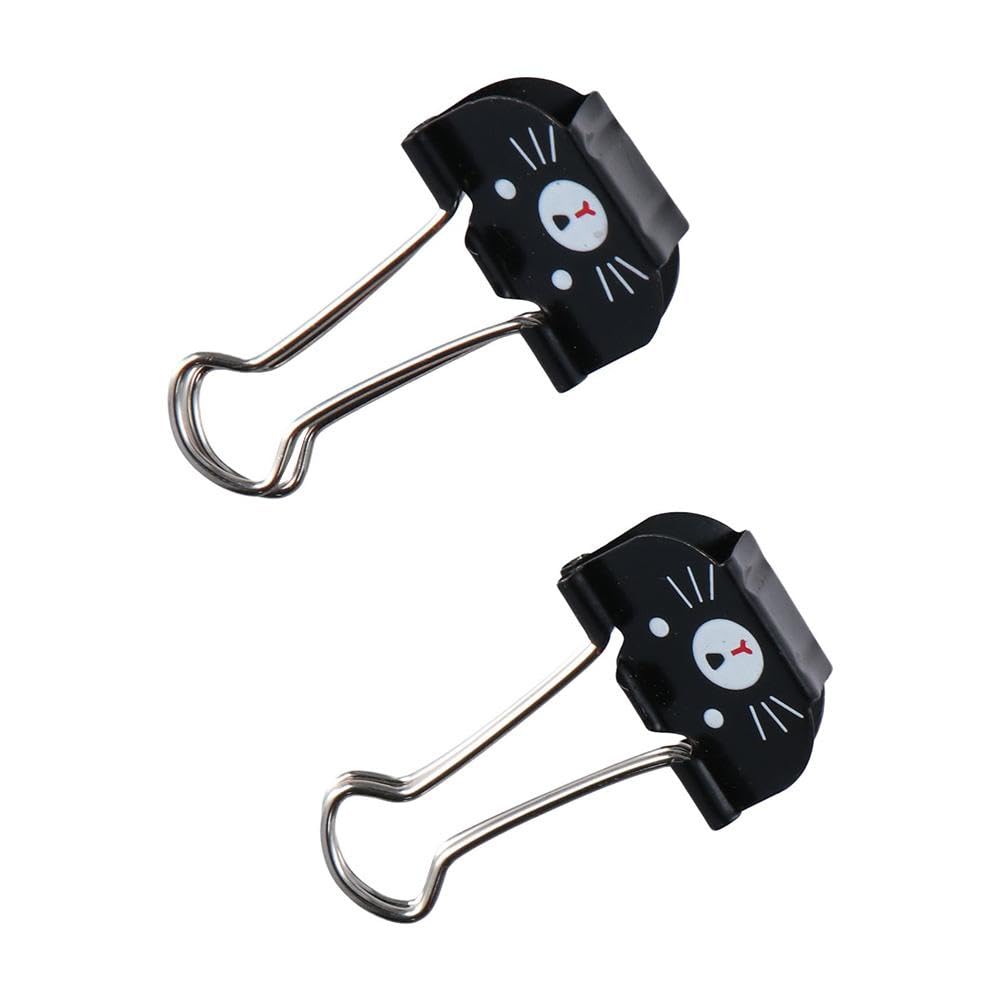 dohobby Cat Metal Binder Clips, Black Medium Paper Clamps Binder Clips, Book Clip Set, for Home Desk Organizers Office Supplies, 12Pcs