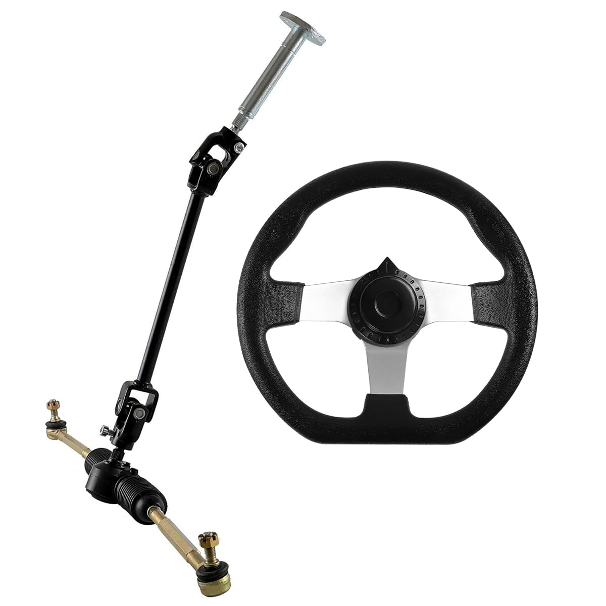 270mm Steering Wheel Kit Gear Rack Pinion Shaft Tie Rod Assembly Fit for 110cc 125cc Go Kart ATV Go Kart Cart Quad