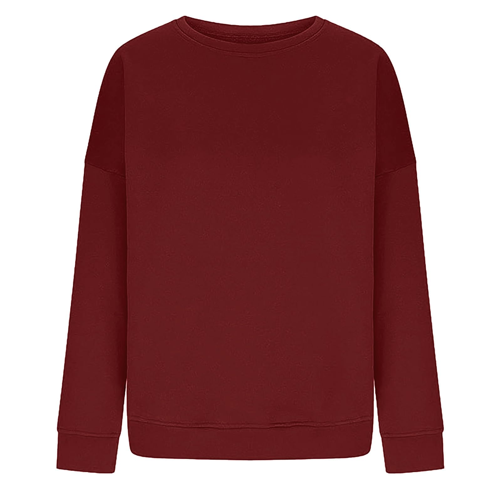 womens hoodie Women Oversized Sweatshirts Casual Crewneck Y2K Pullover Tops Long Sleeve Solid Loose Fit No Hood Baggy Hoodies Wine XX-Large