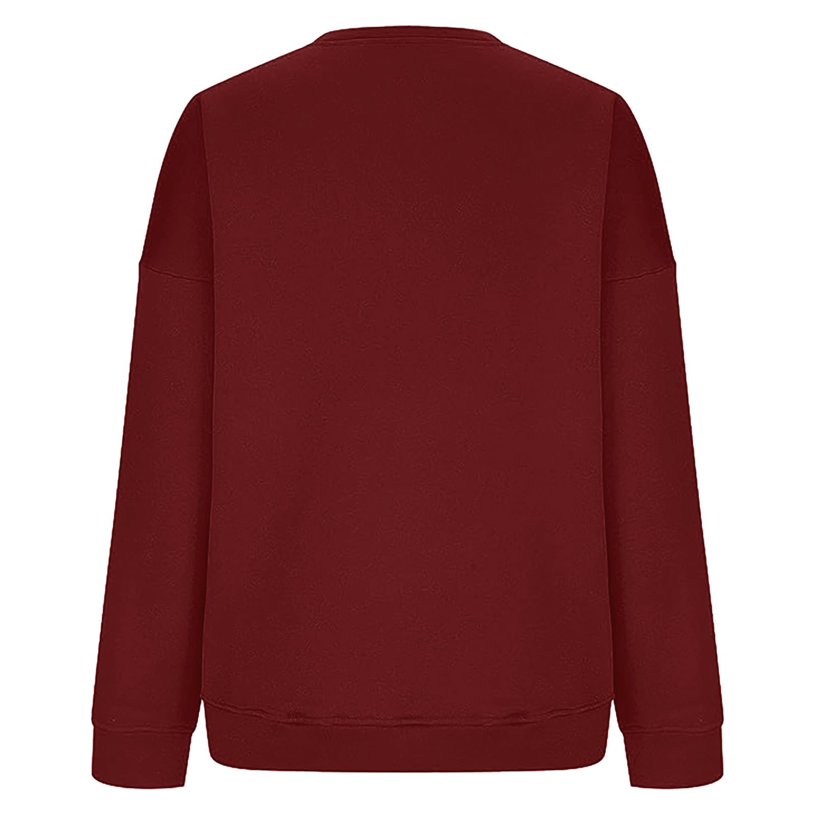 womens hoodie Women Oversized Sweatshirts Casual Crewneck Y2K Pullover Tops Long Sleeve Solid Loose Fit No Hood Baggy Hoodies Wine XX-Large