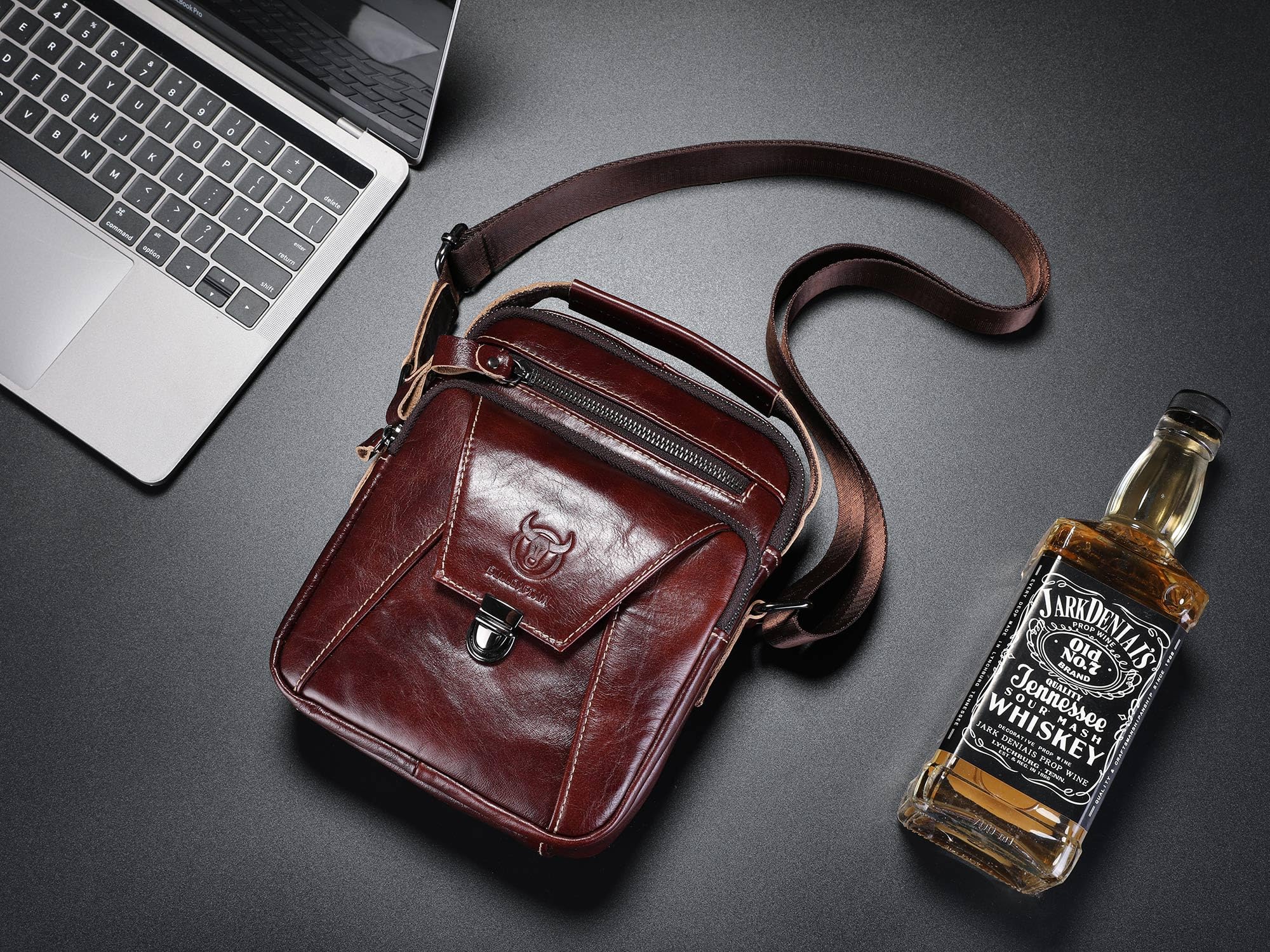Mens Leather Messenger Bags Vintage Shoulder Bag Crossbody Satchel Handbag Travel Purse Casual Daypack