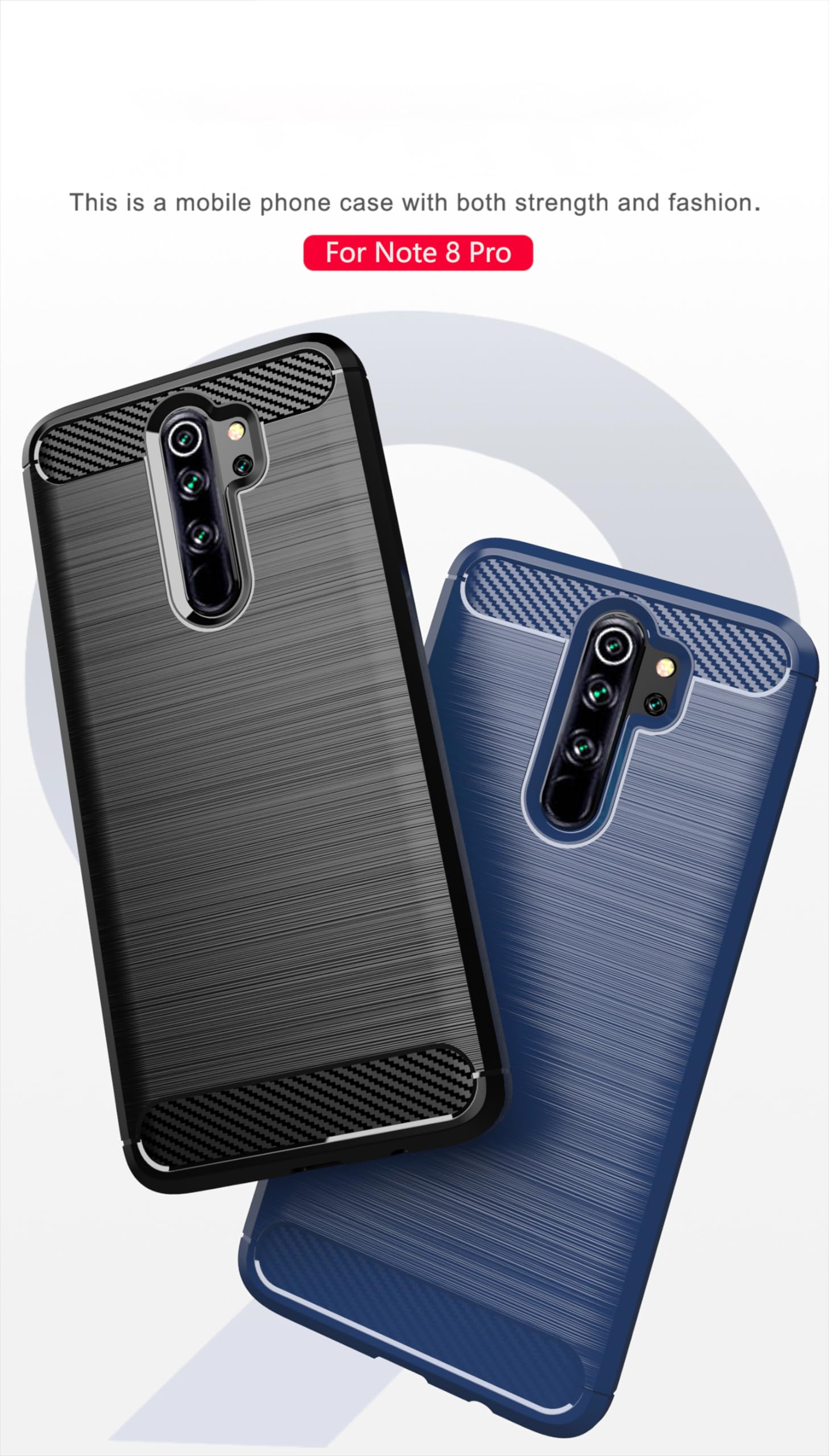 EUAGVQY for Xiaomi Redmi Note 8 Pro Case Carbon Fiber Soft TPU Anti-Slip Durable Lightweight Protective Phone Cover for Redmi Note 8 Pro,Black