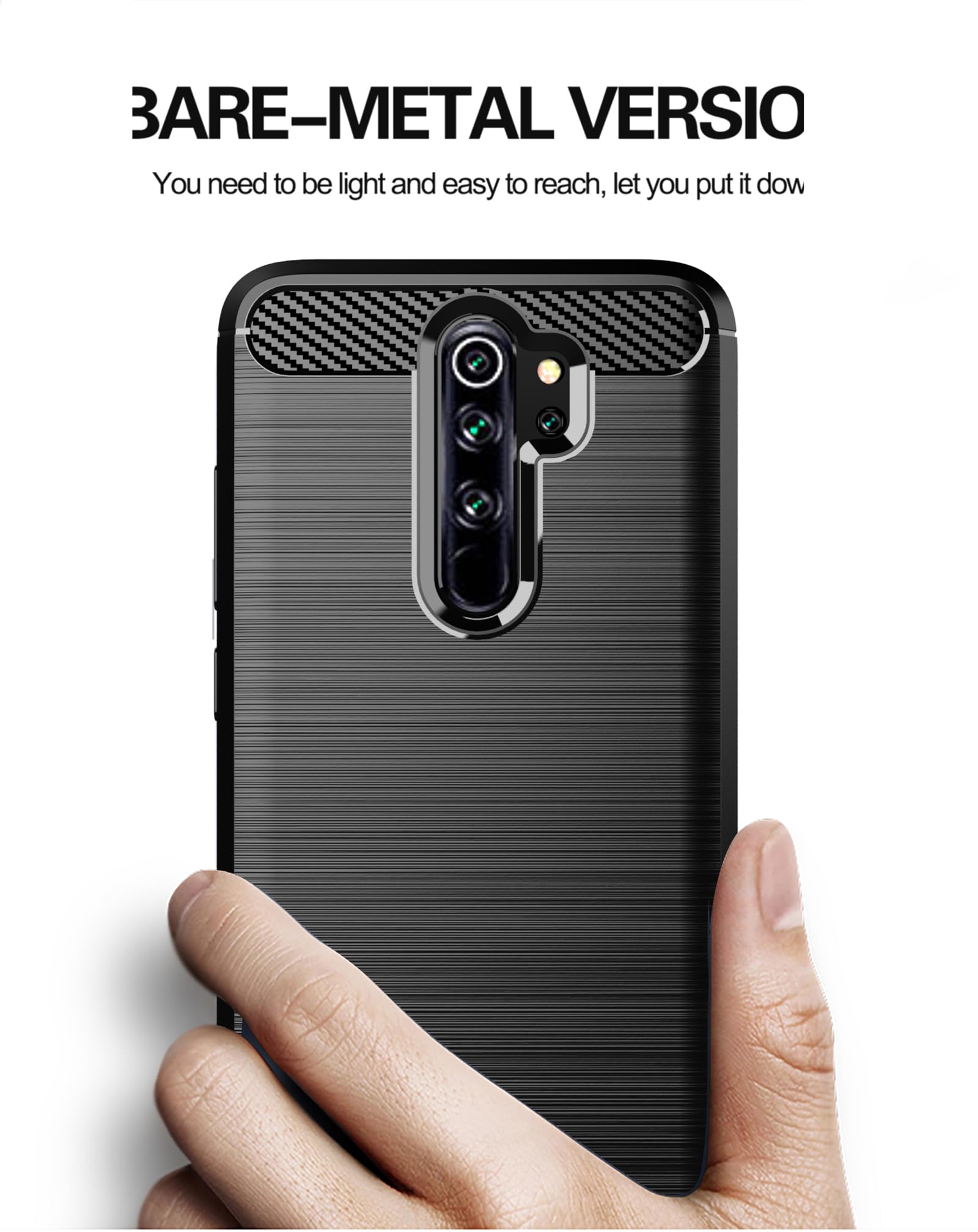 EUAGVQY for Xiaomi Redmi Note 8 Pro Case Carbon Fiber Soft TPU Anti-Slip Durable Lightweight Protective Phone Cover for Redmi Note 8 Pro,Black