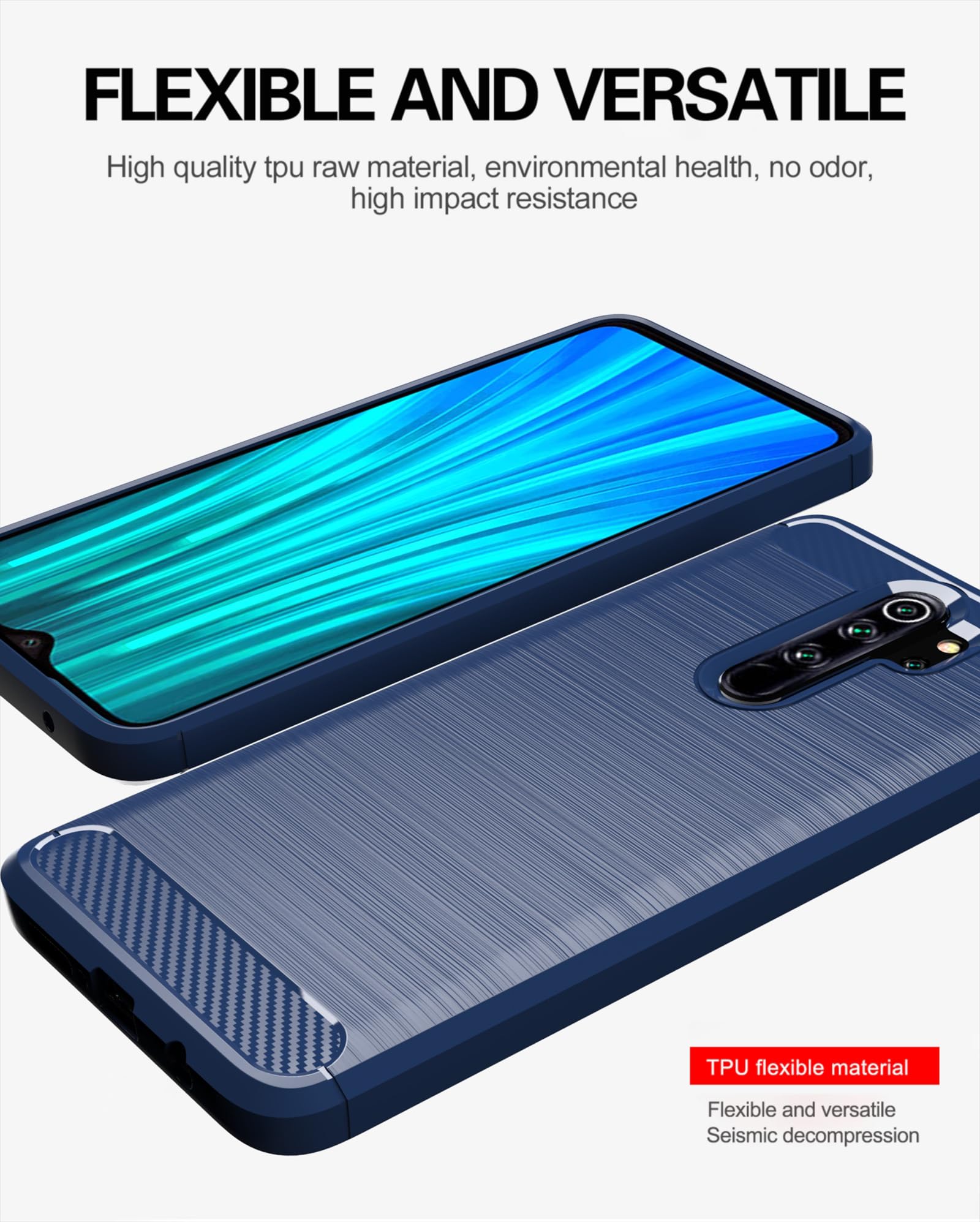 EUAGVQY for Xiaomi Redmi Note 8 Pro Case Carbon Fiber Soft TPU Anti-Slip Durable Lightweight Protective Phone Cover for Redmi Note 8 Pro,Black