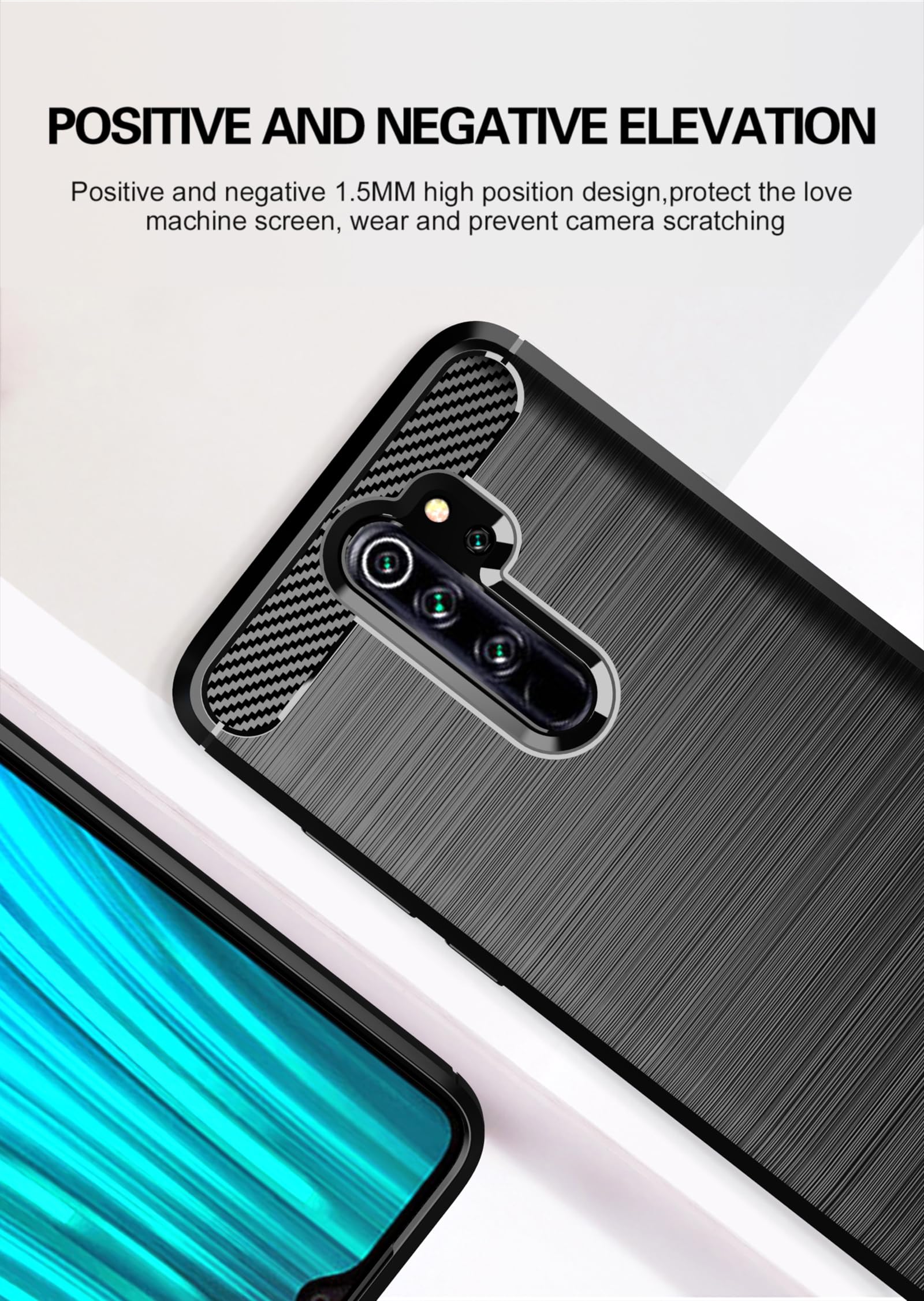 EUAGVQY for Xiaomi Redmi Note 8 Pro Case Carbon Fiber Soft TPU Anti-Slip Durable Lightweight Protective Phone Cover for Redmi Note 8 Pro,Black